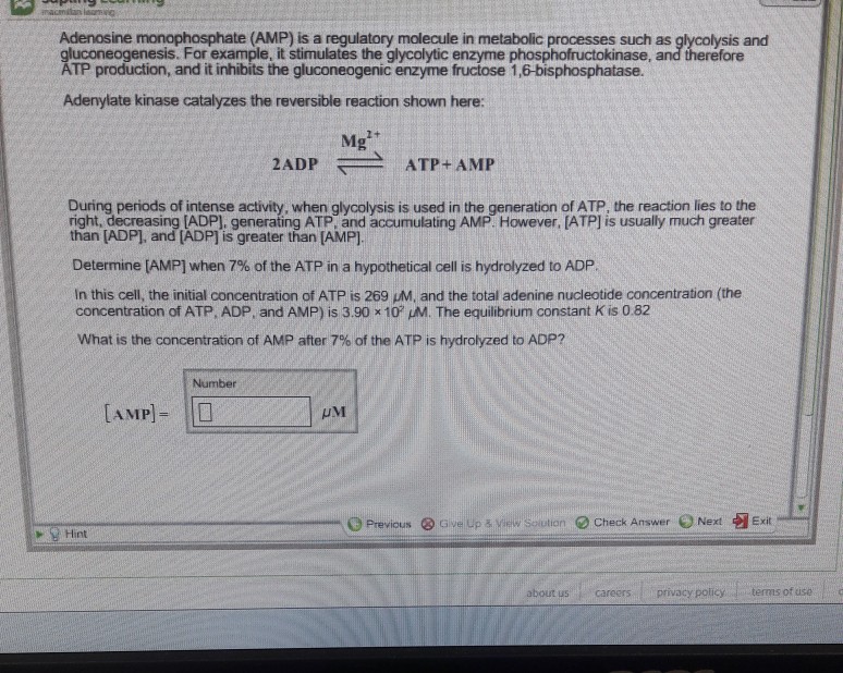 Solved amvg Adenosine monophosphate (AMP) is a regulatory | Chegg.com