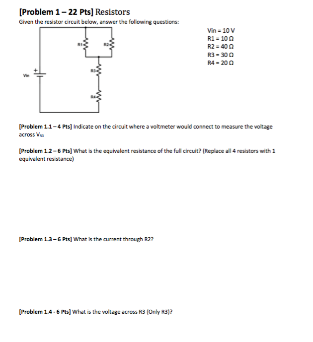 Solved Problem 1 22 Ptsl Resistors Given The Resistor