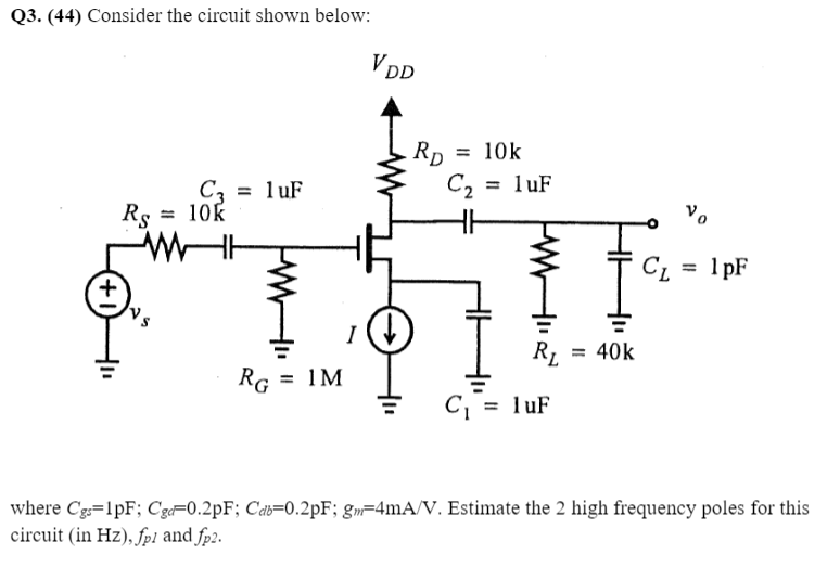 Solved Please estimate the 2 high frequency poles for this | Chegg.com