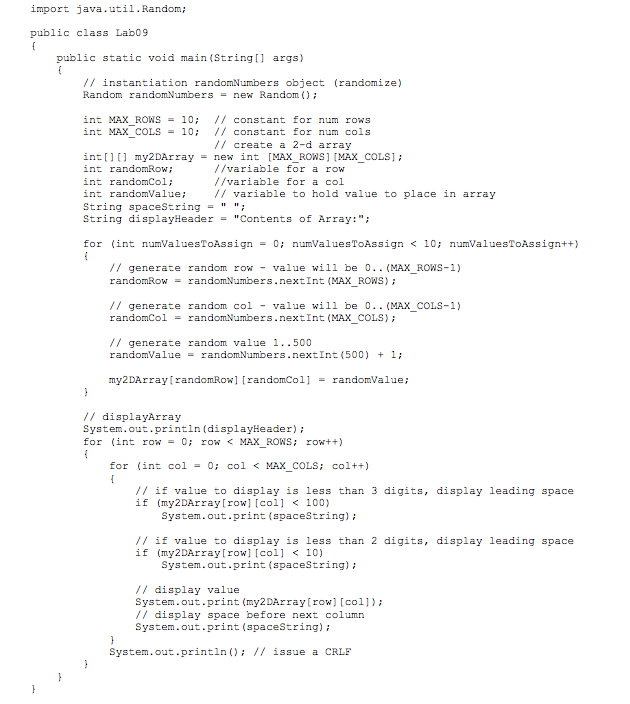 Create A 10 Times 10 Array Inside Of A Loop That 3493