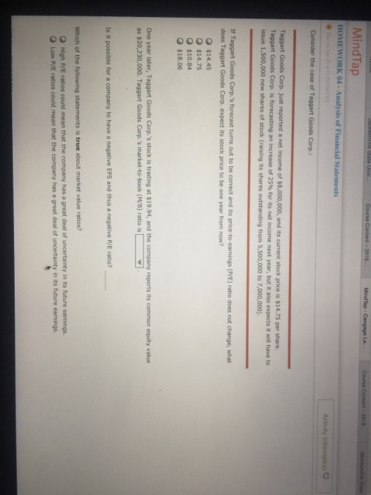 Solved Consider the case or Taggart Goods Corp.: Taggart | Chegg.com