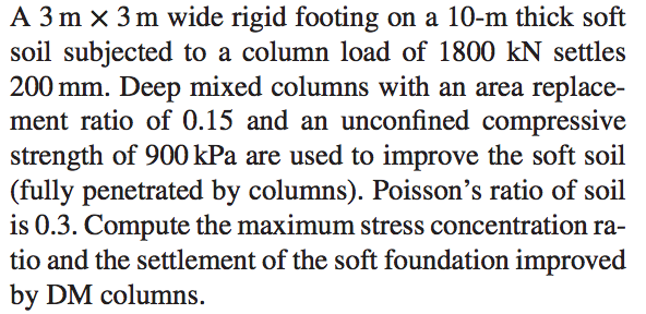 Solved A 3m x 3m wide rigid footing on a 10-m thick soft | Chegg.com