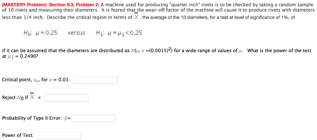 Solved (MASTERY Problem) Section 9.3, Problem 2: A machine | Chegg.com