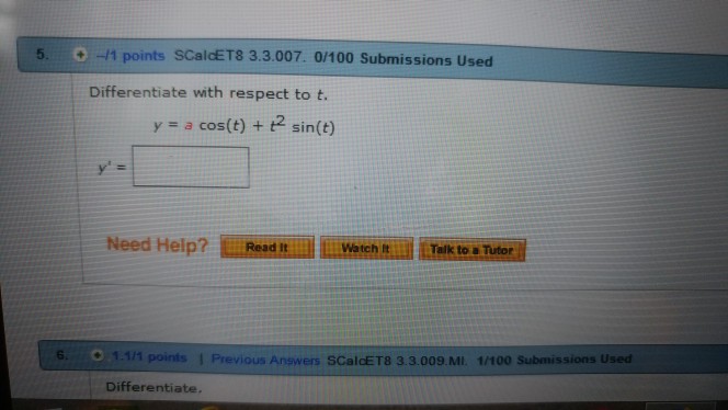 Solved "-/1 points scalcET8 3.3.007, 0/100 Submissions Used | Chegg.com