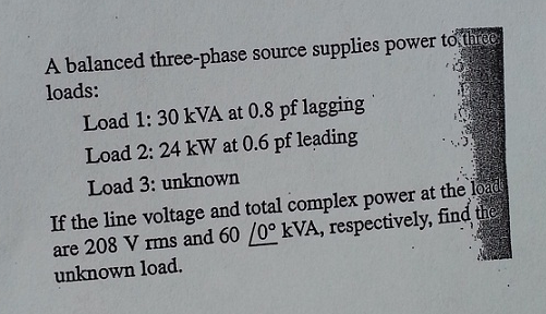 Solved A balanced three-phase source supplies power to three | Chegg.com