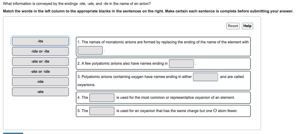 Solved What information is conveyed by the endings -ide, | Chegg.com