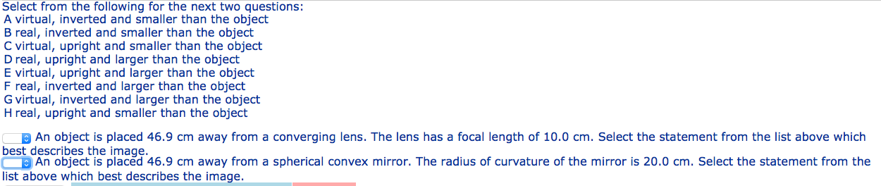 Solved A virtual, inverted and smaller than the object | Chegg.com