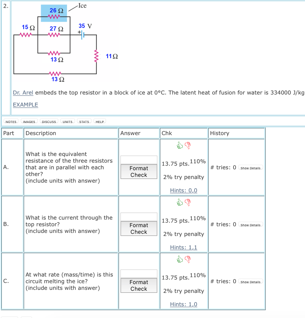 Solved Dr. Arel embeds the top resistor in a block of ice | Chegg.com