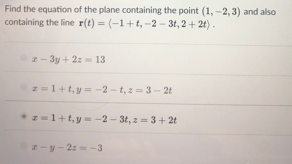 Solved Find The Equation Of The Plane Containing The Point