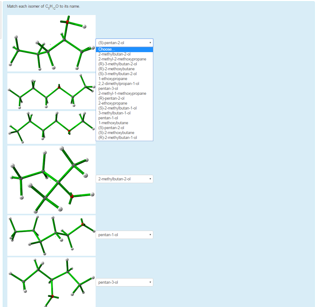 Solved Match each isomer of CH,,0 to its name. 5 12 | Chegg.com