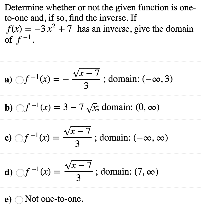 Solved Determine whether or not the given function is one- | Chegg.com
