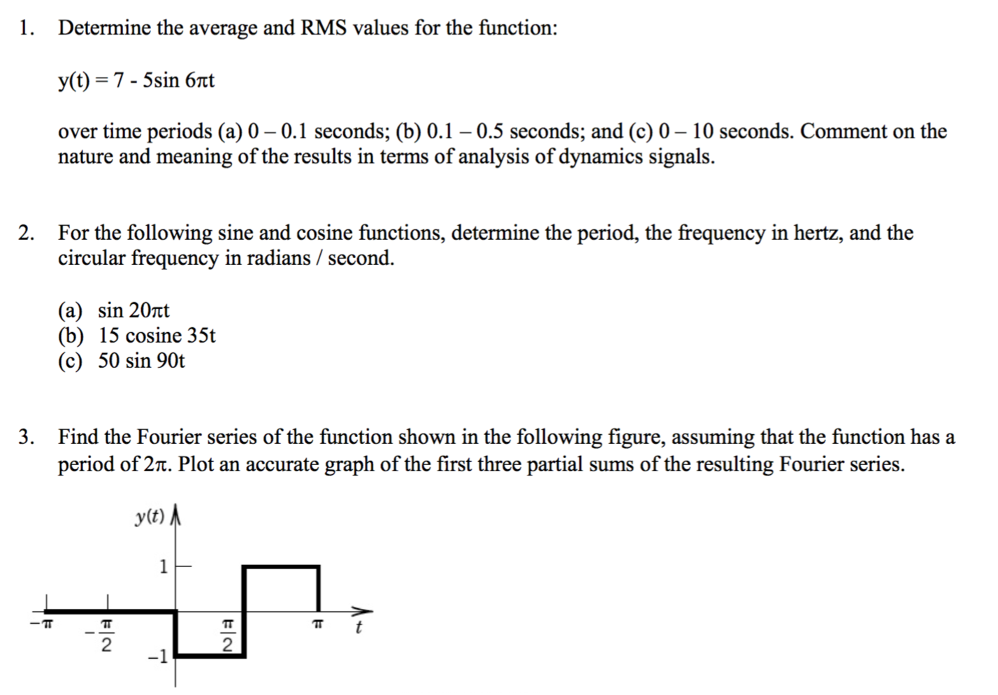Solved Determine the average and RMS values for the | Chegg.com