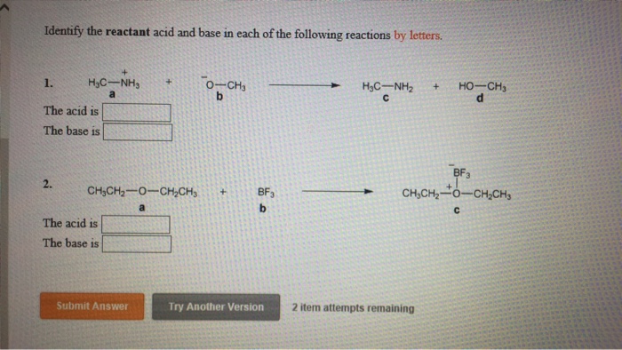 Solved Identify the reactant acid and base in each of the | Chegg.com