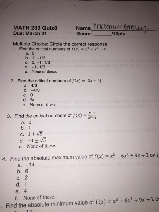 Solved Multiple Choice: Circle the correct response. 1. Find | Chegg.com