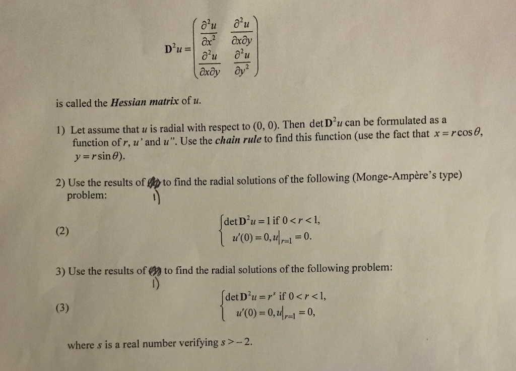 Solved 2nd PROBLEM One says that a function u of the two | Chegg.com