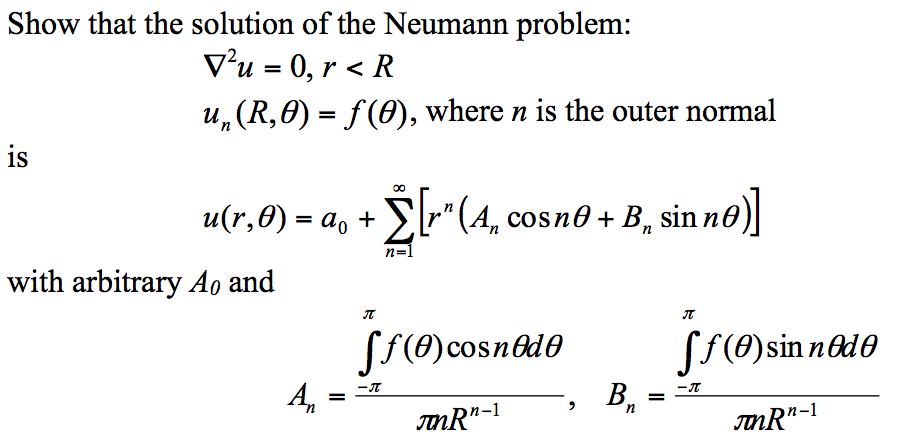 Solved Show that the solution of the Neumann problem: Delta | Chegg.com