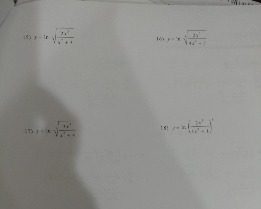 Solved y = ln Squareroot 2x^3/x^2 + 3 y = ln ^4 Squareroot | Chegg.com