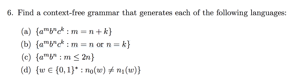 Solved 6. Find a context-free grammar that generates each of | Chegg.com