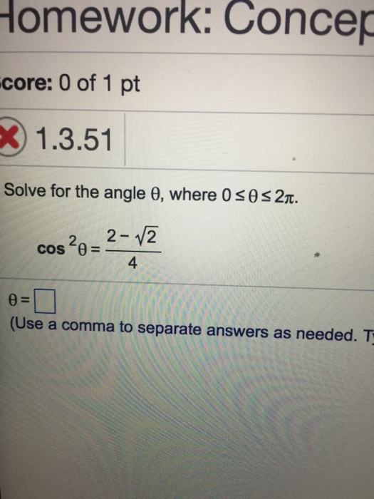 Solved Solve for the angle theta, where 0 lessthanorequalto | Chegg.com