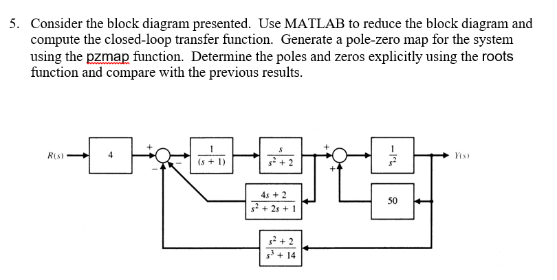 Consider the block diagram presented. Use MATLAB to | Chegg.com Consider the block diagram presented. Use MATLAB to | Chegg.com