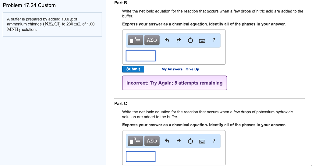 Solved A buffer is prepared by adding 10.0 g of ammonium | Chegg.com