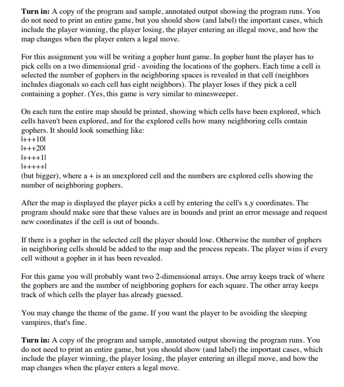 Turn in: A copy of the program and sample, annotated | Chegg.com