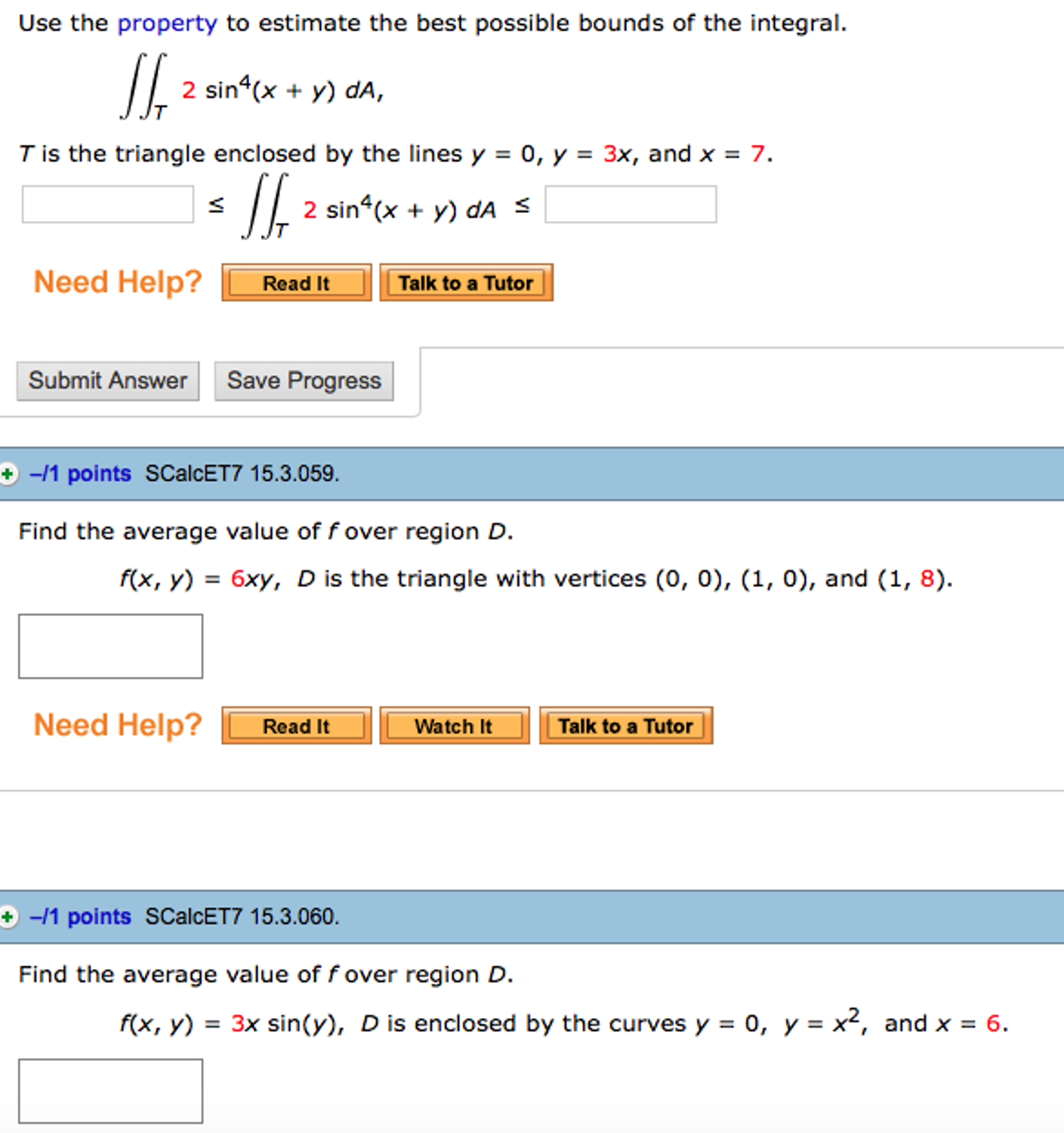 Solved Use the property to estimate the best possible bounds | Chegg.com
