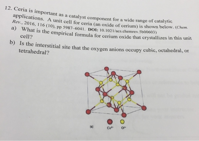 Solved Ceria is important as a catalyst component for a wide | Chegg.com