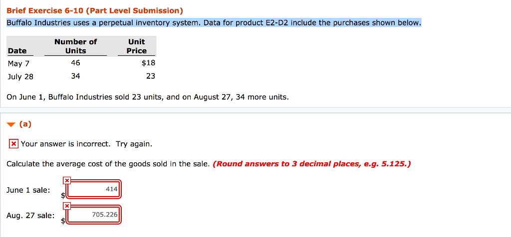 Solved Brief Exercise 6-10 (Part Level Submission) Buffalo | Chegg.com