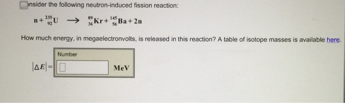 Solved Consider the following neutron-induced fission | Chegg.com