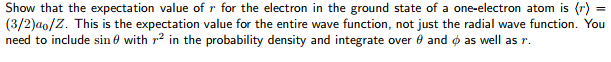 Solved Show That The Expectation Value Of R For The Electron