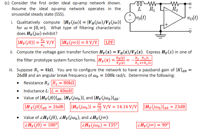 Solved Consider the first order ideal op-amp network shown. | Chegg.com