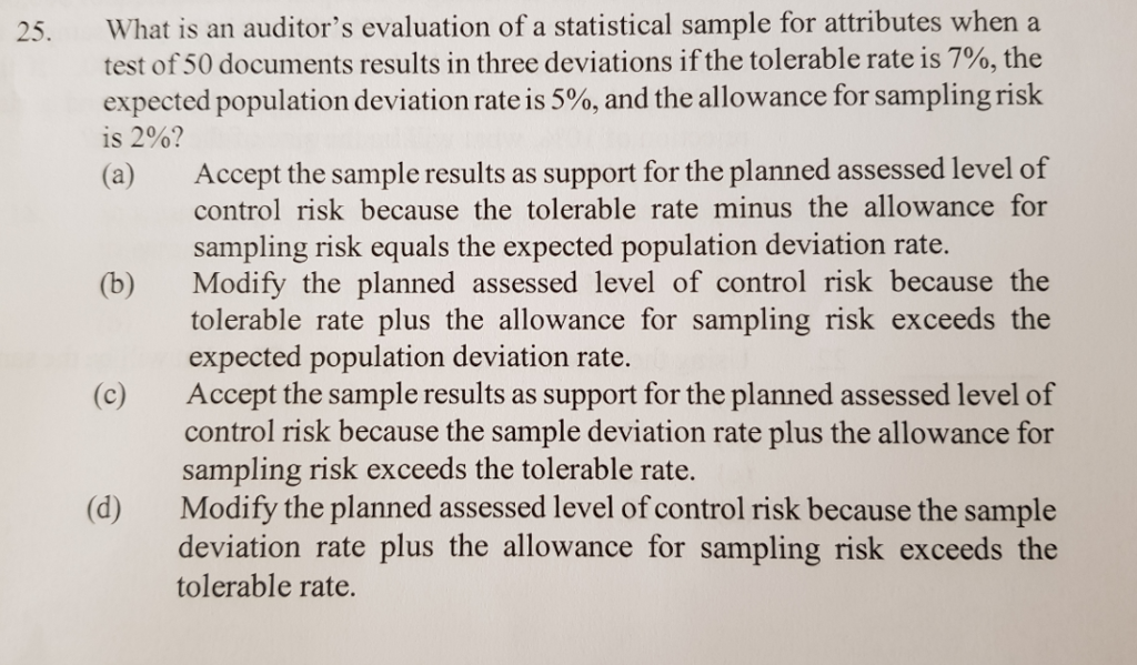 Solved What is an auditor's evaluation of a statistical | Chegg.com