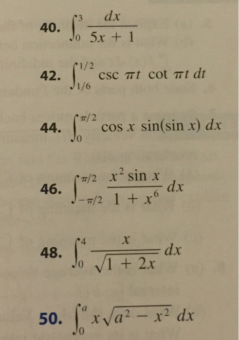 Solved integral^3_0 dx/5x + 1 integral^1/2_1/5 csc pi t cot | Chegg.com