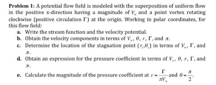 Solved A potential flow field is modeled with the | Chegg.com