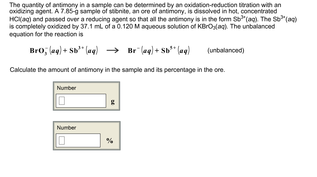Solved The quantity of antimony in a sample can be | Chegg.com