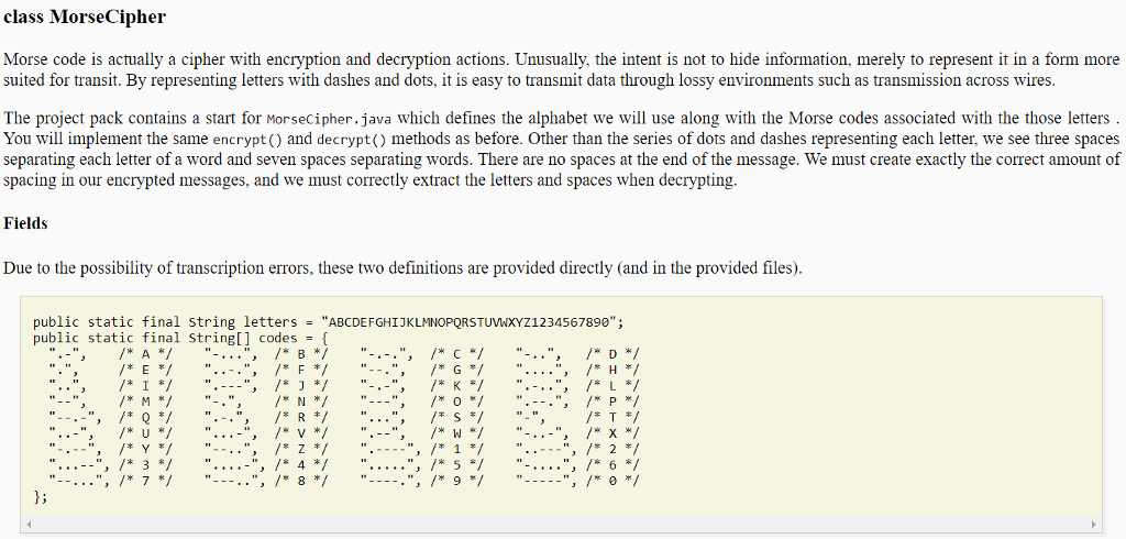 Solved class MorseCipher Morse code is actually a cipher | Chegg.com