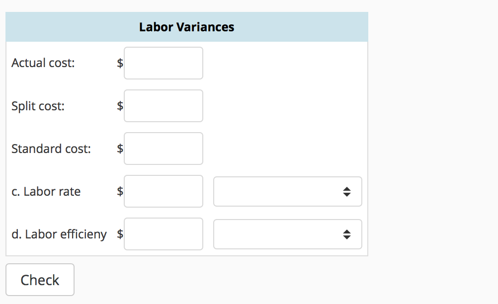 Solved Material and Labor Variances The following actual and | Chegg.com