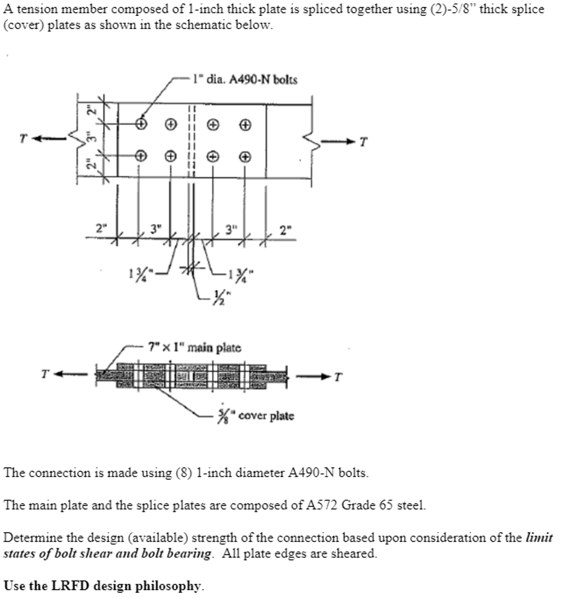 A tension member composed of 1-inch thick plate is | Chegg.com