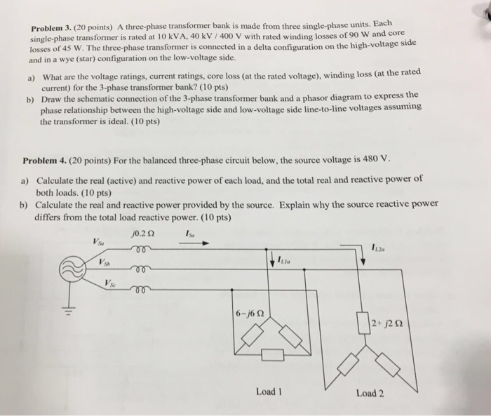 Solved A three-phase transformer bank is made from three | Chegg.com