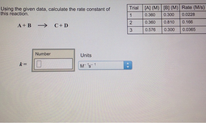 Solved Using the given data, calculate the rate constant of | Chegg.com