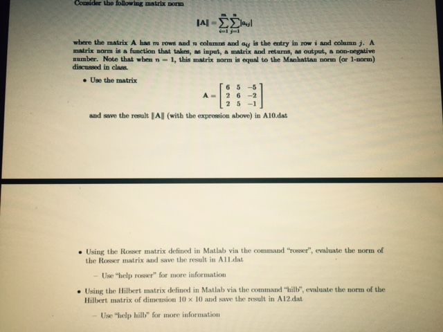 Solved Exercise 3 Consider the following matrix norm code in | Chegg.com
