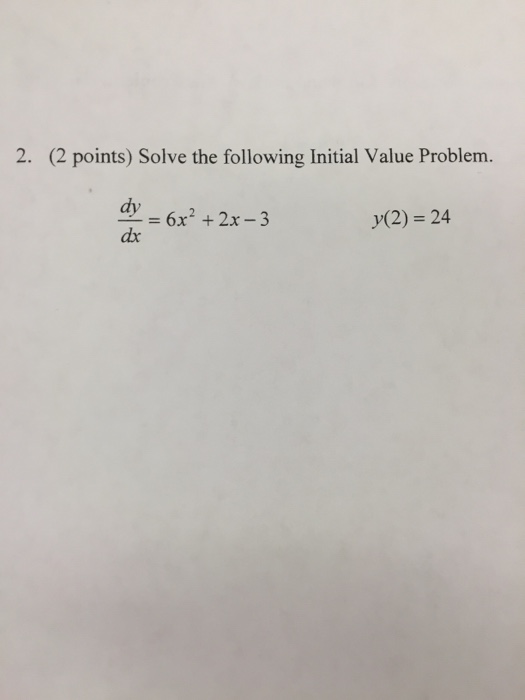 Solved Solve the following Initial value Problem. dy/dx = | Chegg.com