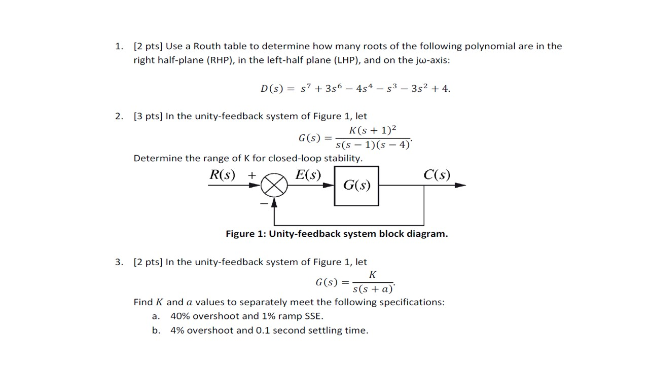 Solved Use a Routh table to determine how many roots of the | Chegg.com