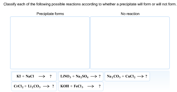 Solved Classify each of the following possible reactions | Chegg.com