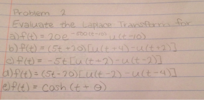 Solved problem 2. Evaluate the Laplace Transform for | Chegg.com