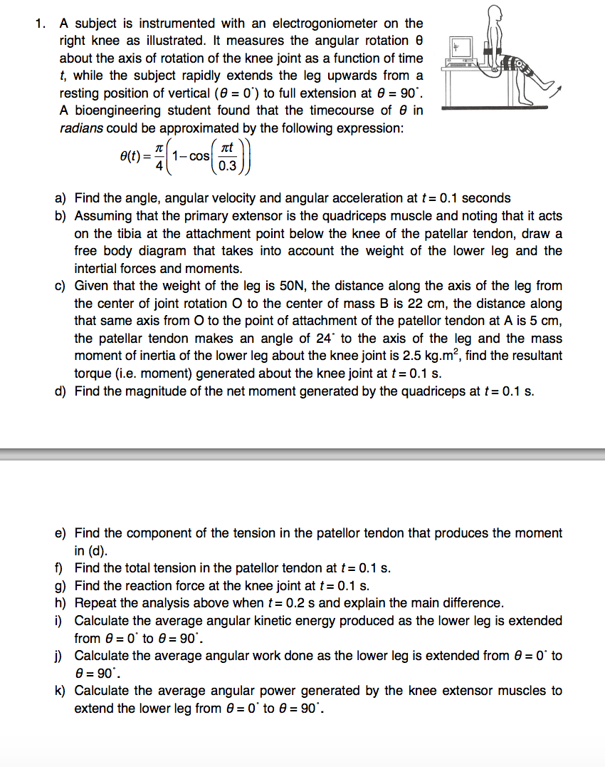Solved A subject is instrumented with an electrogoniometer | Chegg.com