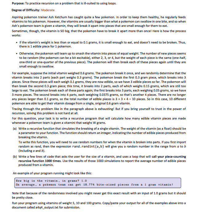 Solved Purpose: To practice recursion on a problem that is | Chegg.com