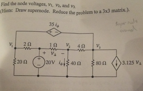 Solved Find the node voltages, v1, v2, and v3. (Hints: Draw | Chegg.com