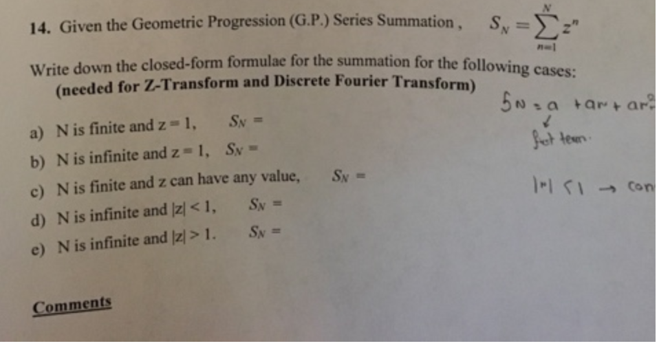 Solved Given the Geometric Progression (G.P.) Series | Chegg.com